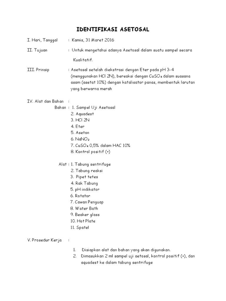 Identifikasi Asetosal | PDF