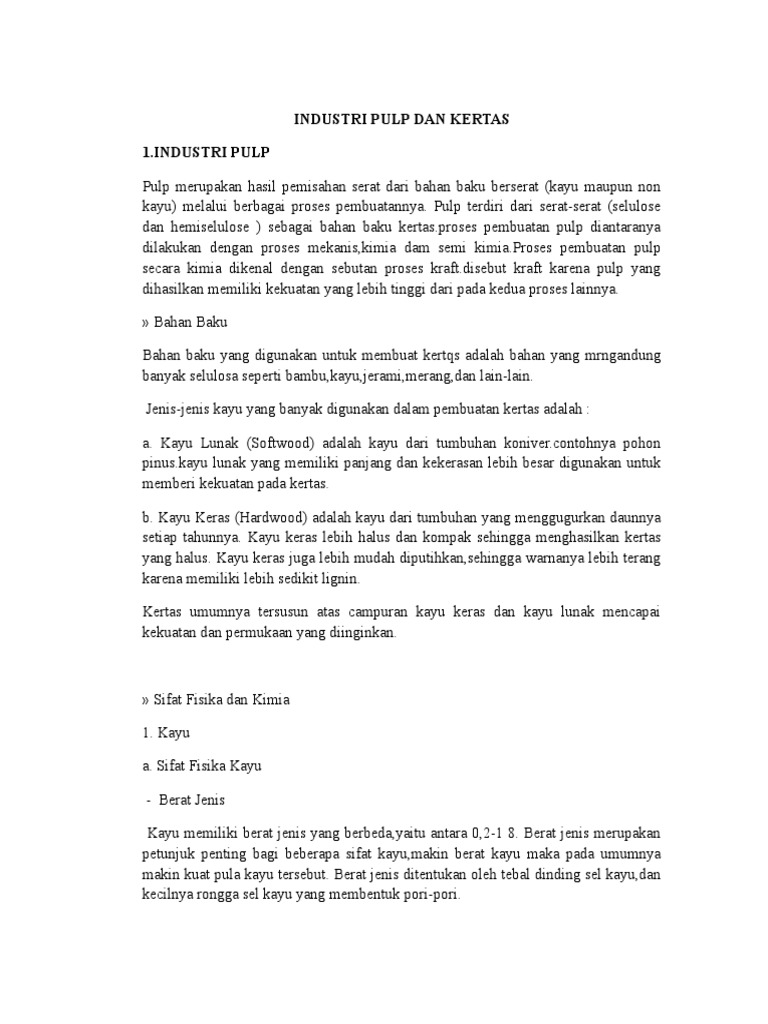 Industri Pulp Dan Kertas | PDF