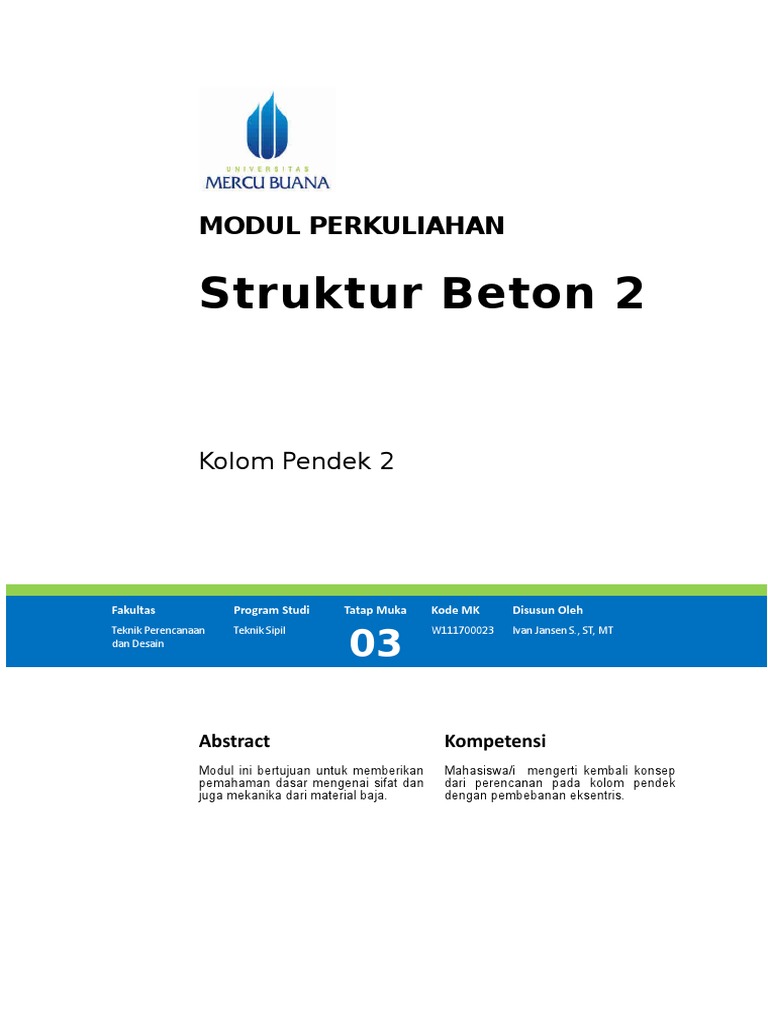 Modul Struktur Beton II (TM3) | PDF