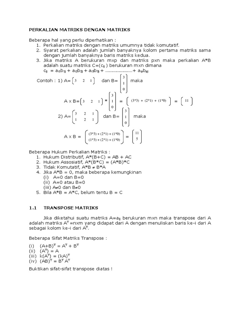Syarat dan Hukum Perkalian Matriks | PDF