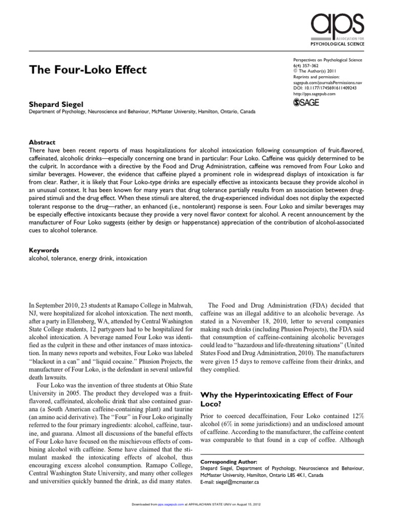 The Four-Loko Effect: Shepard Siegel | PDF | Caffeine | Psychoactive Drugs