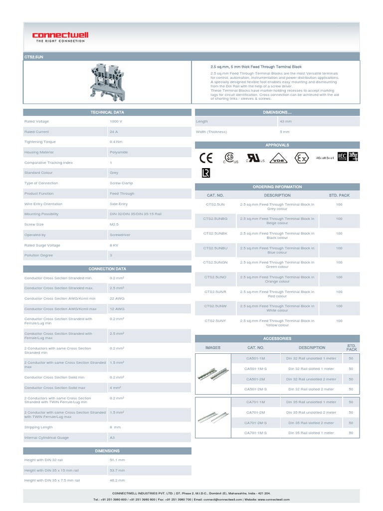 Single Level CTS2.5UN | Manufactured Goods | Electrical Engineering