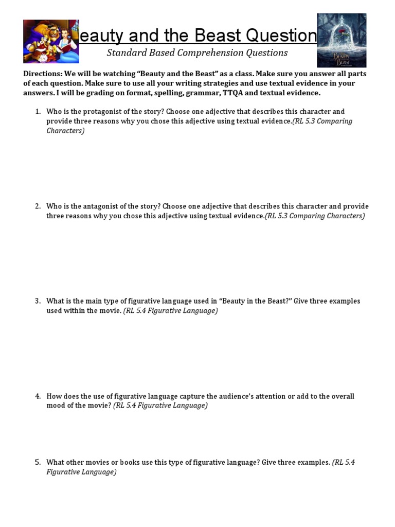 Class 7 Beauty and the Beast Questions | PDF | Communication | Cognition