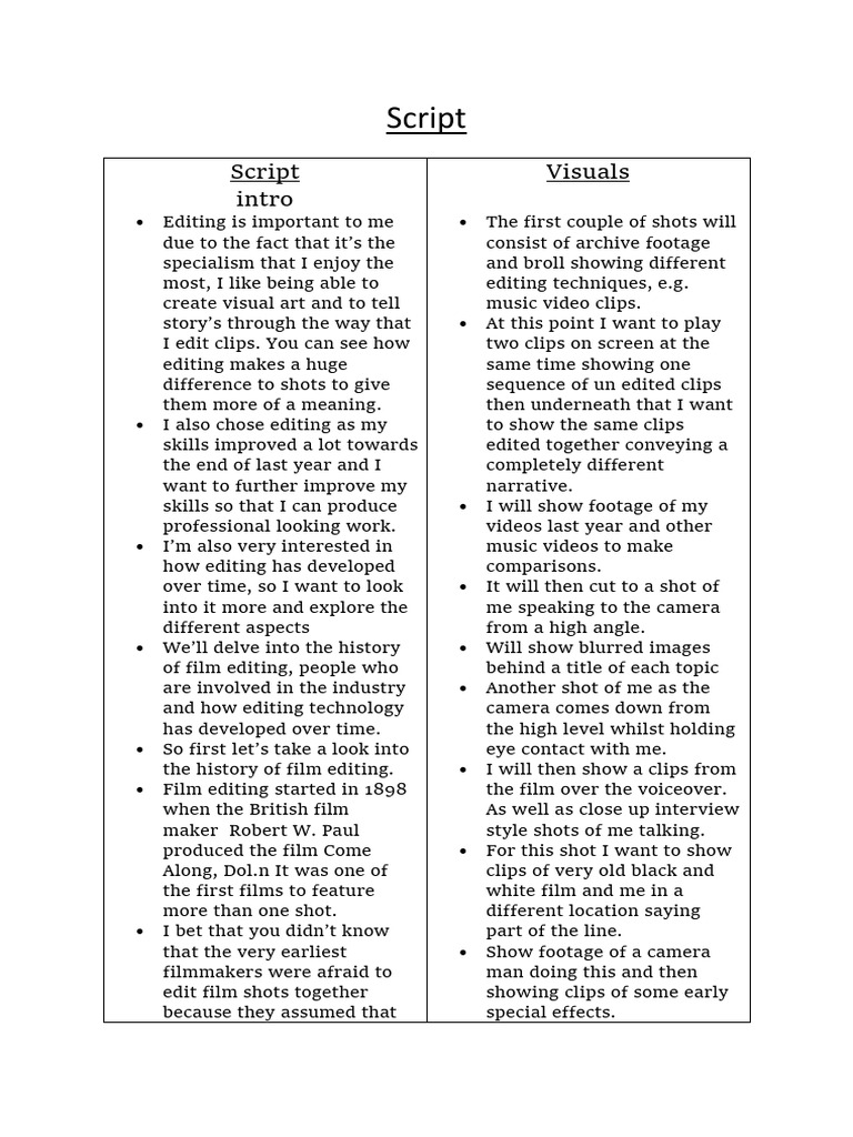 Script Intro Visuals | PDF | Video | Entertainment