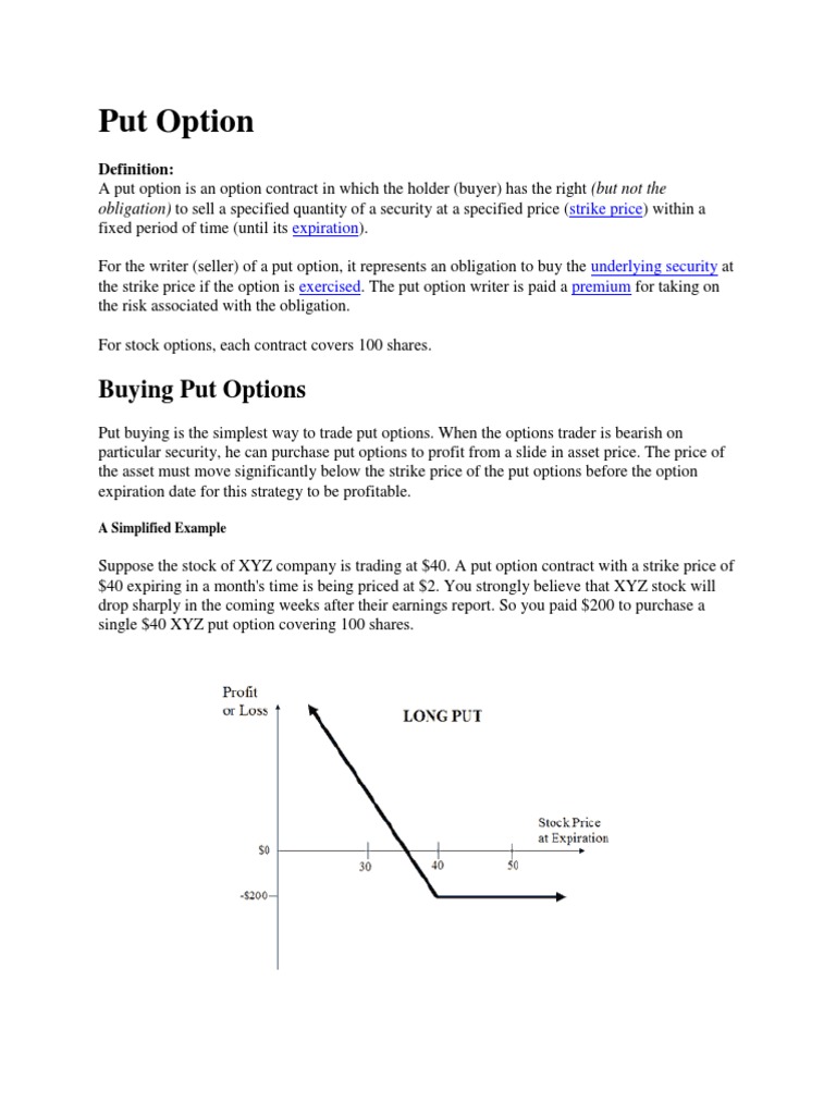 Put Option | PDF | Put Option | Option (Finance)