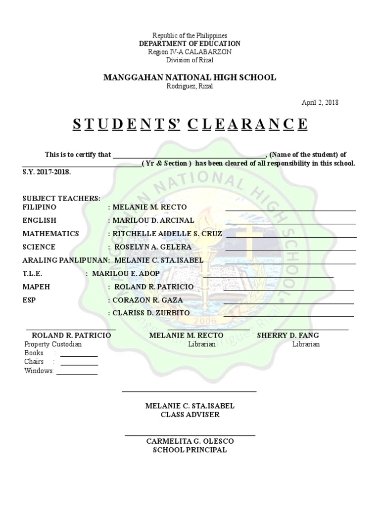 Student Clearance | PDF