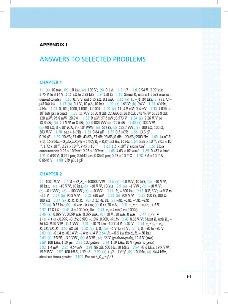 Answers To Selected Problems: Appendix I | PDF