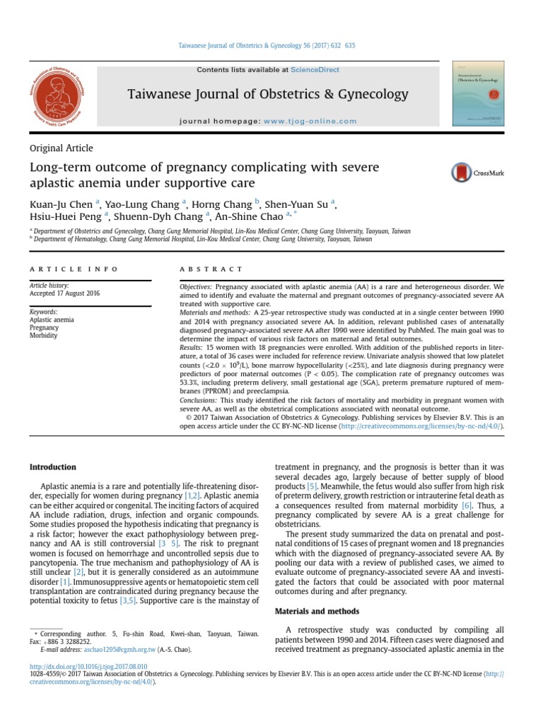 Taiwanese Journal of Obstetrics & Gynecology | PDF | Preterm Birth | Pregnancy