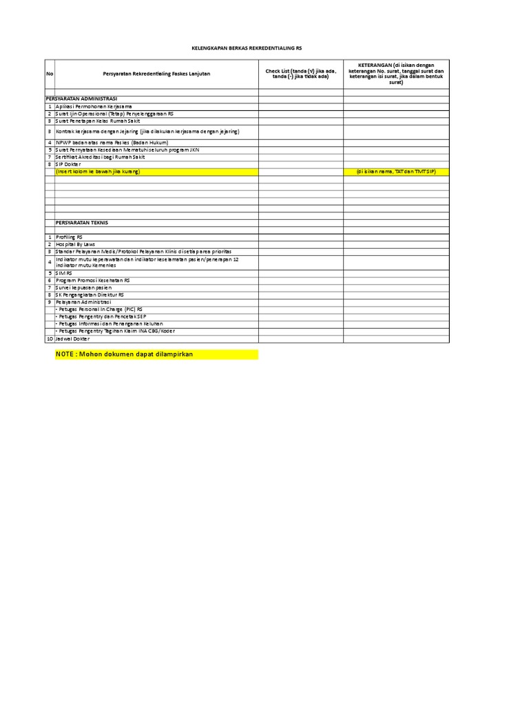 BPJS - Checklist Kelengkapan Berkas Rekredensialing+if | PDF