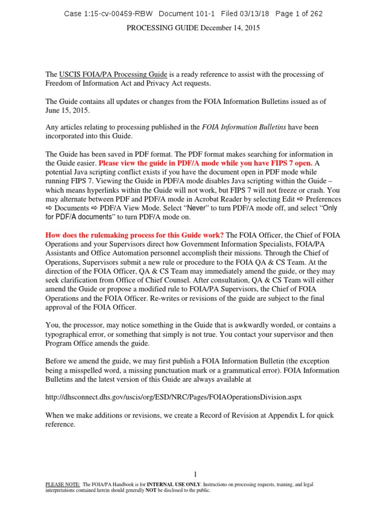 USCIS FOIA Processing Guide | PDF | Freedom Of Information Act (United ...