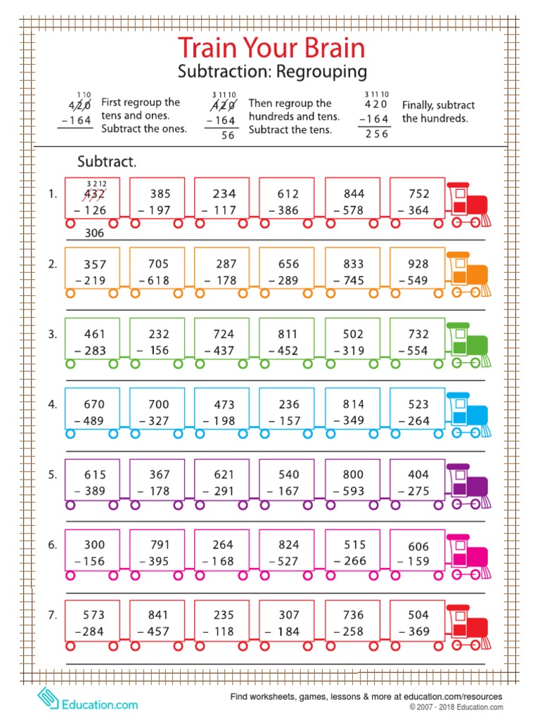Extra Practice 3 Digit Subtraction | PDF | Wellness
