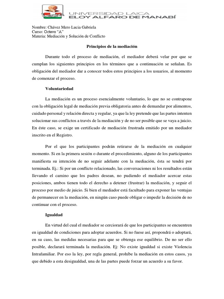 Principios Clave de la Mediación | PDF | Mediación | Virtud