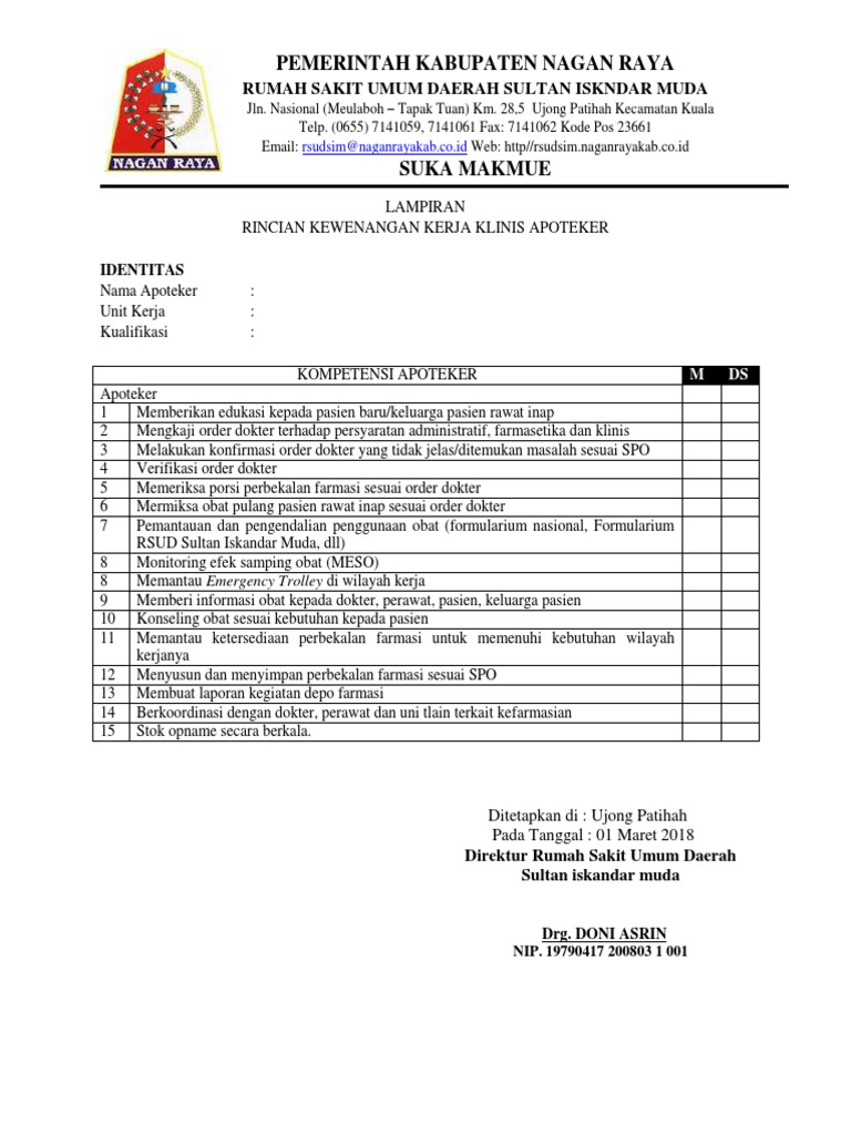 Contoh RKK Apoteker | PDF