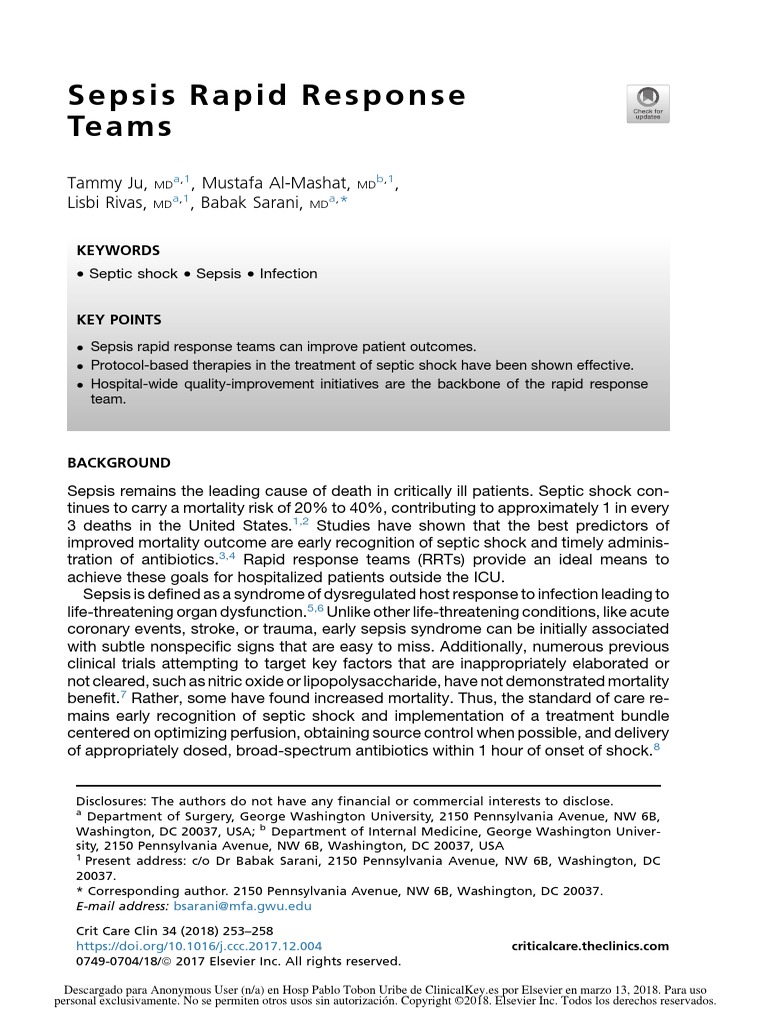 2018 Sepsis Rapid Response Teams | PDF | Sepsis | Public Health