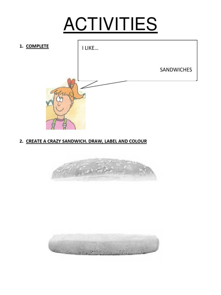 Create Your Crazy Sandwich! | PDF | Language Arts & Discipline | Home ...