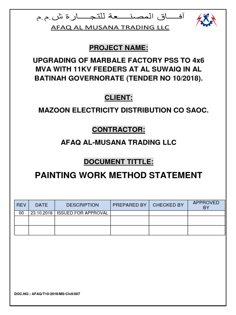 Painting Work Method Statement | PDF | Paint | Occupational Safety And ...