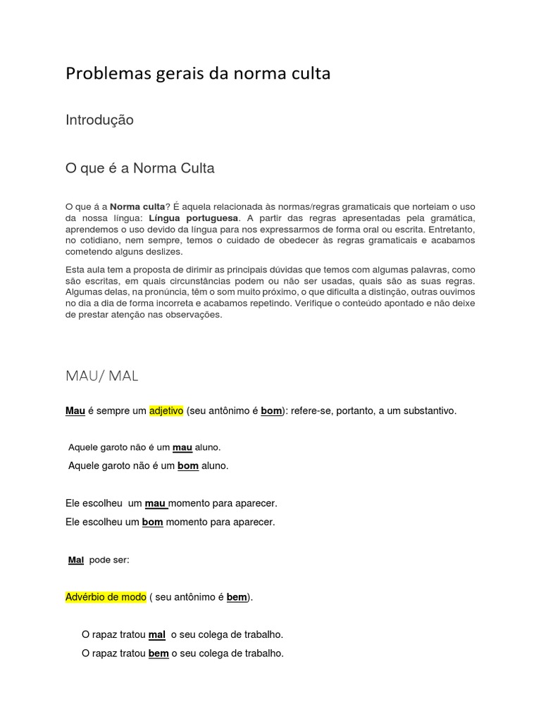 1norma Culta - Regras Gerais | PDF | Gramática | Substantivo