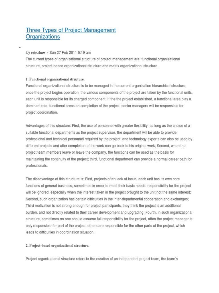 Project Success and Failure | PDF | Organizational Structure | Project ...