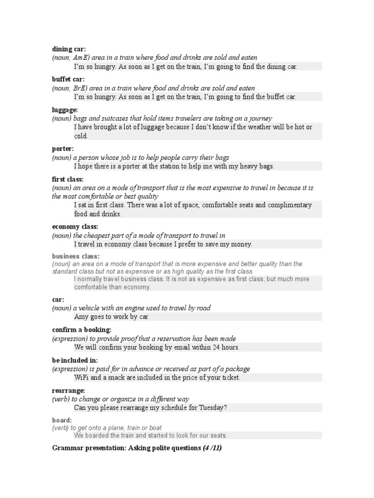 A Comprehensive Guide to Travel Terminology | PDF | Baggage | Verb