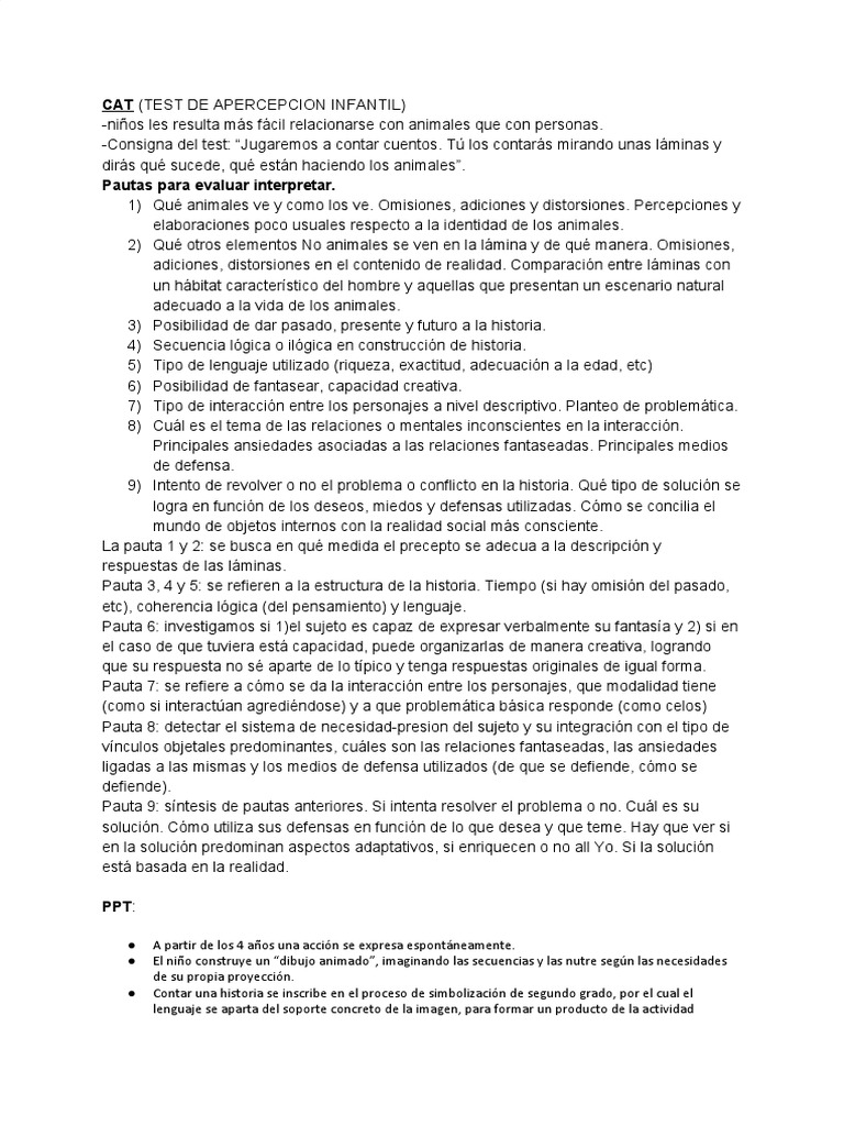 Cat (Test de Apercepcion Infantil) | PDF | Adultos | Complejo de Edipo