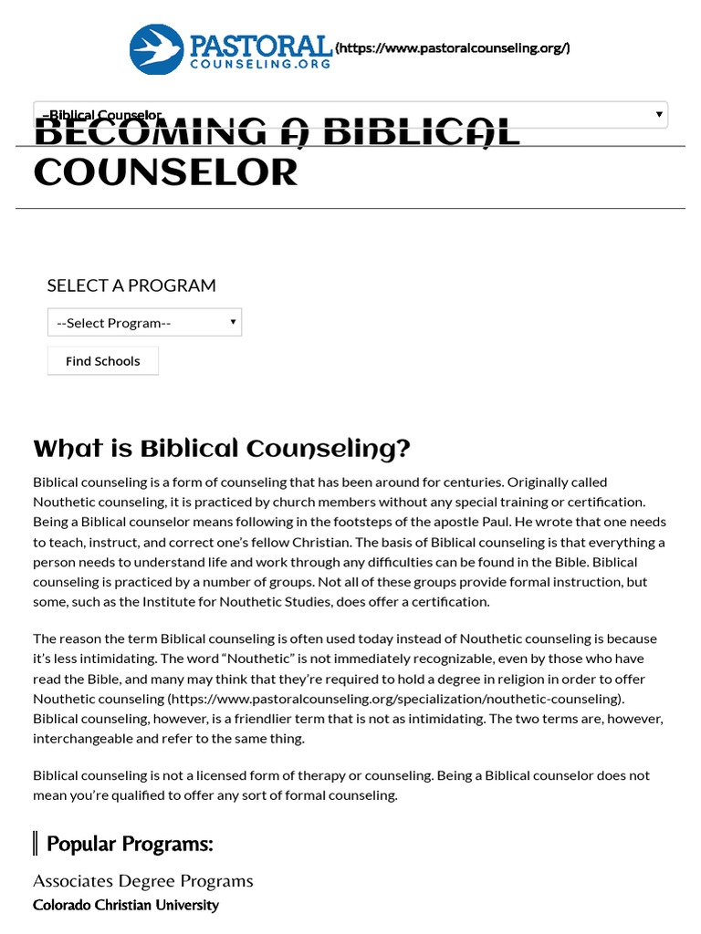 How To Become A Biblical Counselor | PDF | Christian Counseling ...
