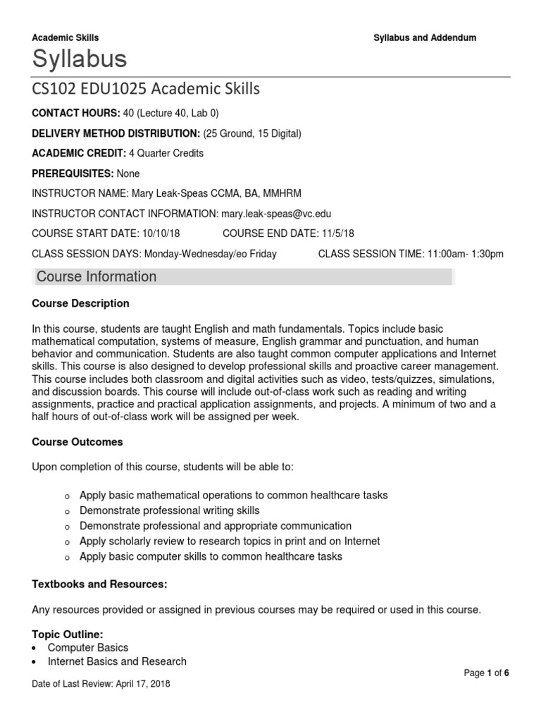cs102 Edu1025 Syllabus 20180417 2 | PDF | Homework | Lecture