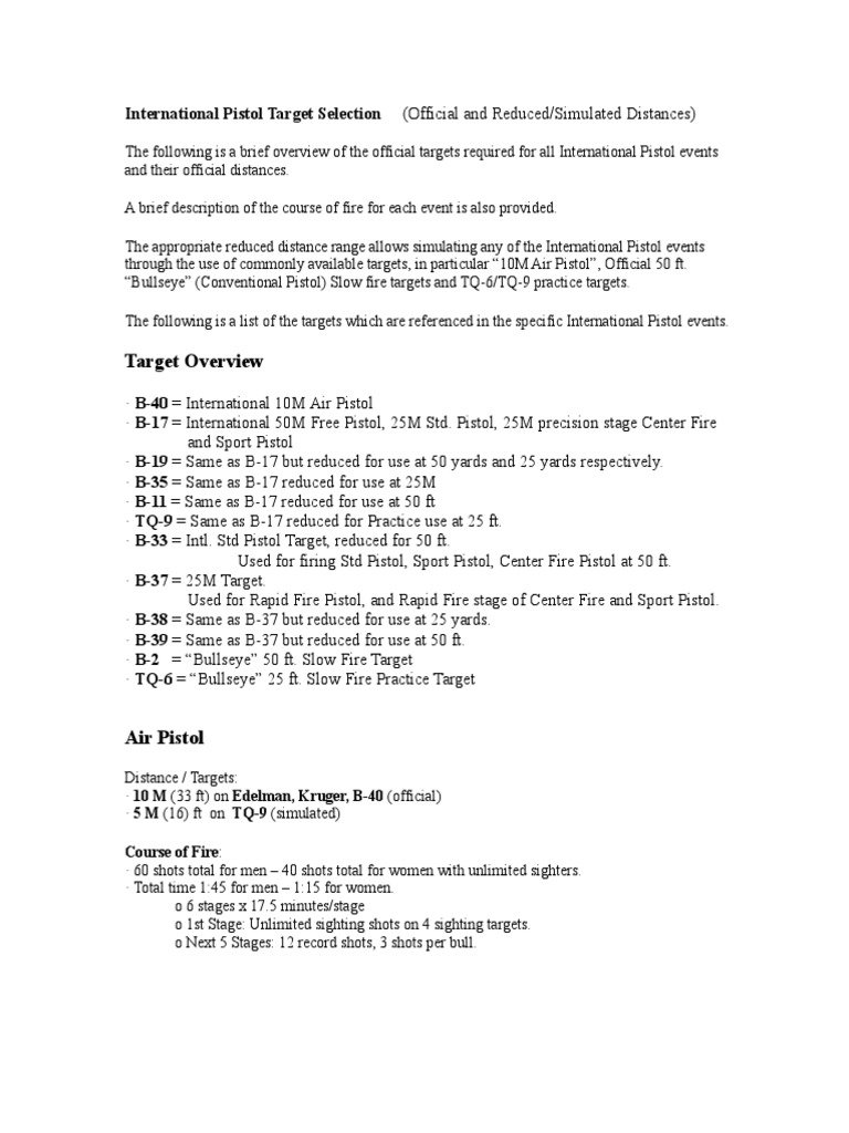 An Overview of Official Targets and Courses of Fire for International ...