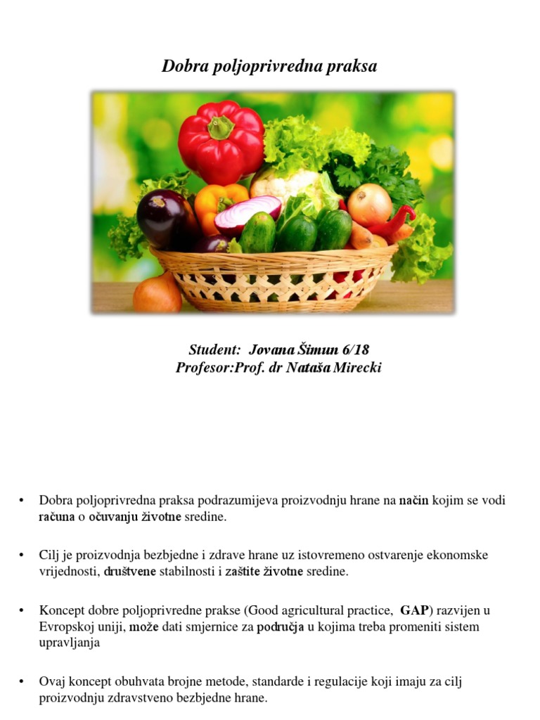 Dobra Poljoprivredna Praksa JOVANA | PDF