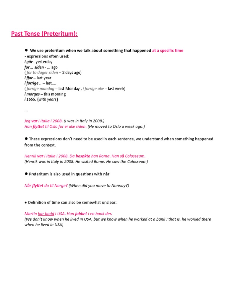 Preteritum | PDF | Languages | Language Arts & Discipline