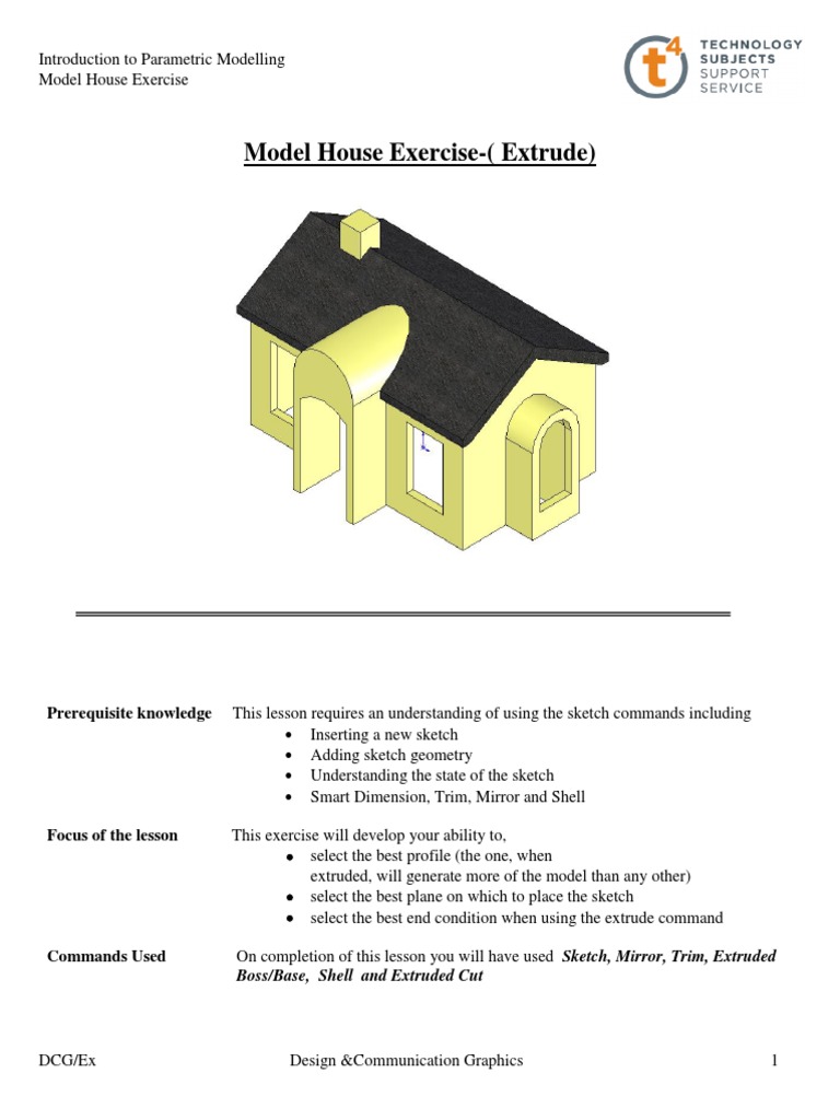 04.model House Extrude PDF | PDF | Plane (Geometry) | Computer Aided Design