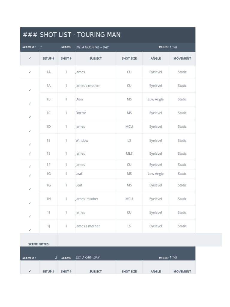 Copy of Copy of Studiobinder Streamlined Shot List Template | PDF ...