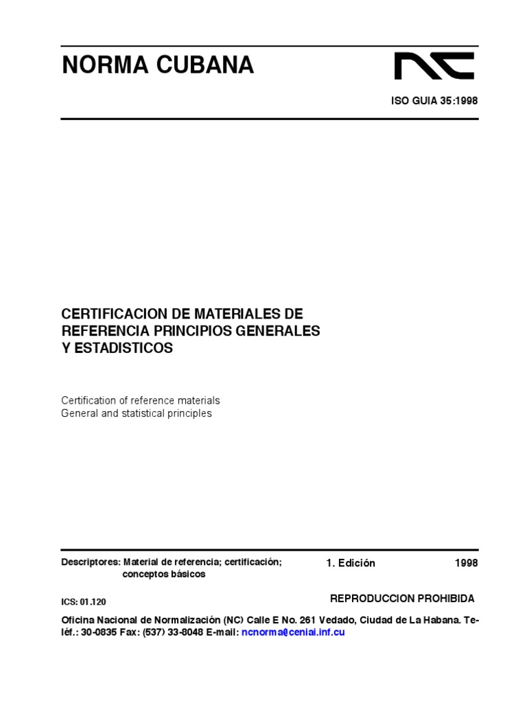 Nc-Iso Guia 35-1998 PDF | PDF | Medición | Metrología
