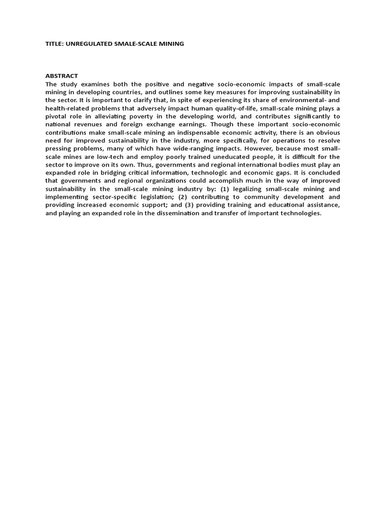 Small Scale Mining Paper | PDF | Mining | Environmental Issues