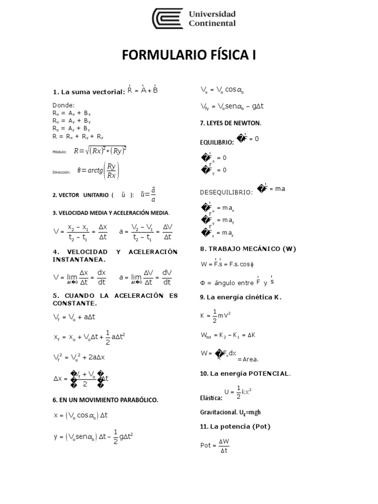 FORMULARIO FISICA 1-completo.docx | Aceleración | Rotación | Prueba gratuita de 30 días | Scribd