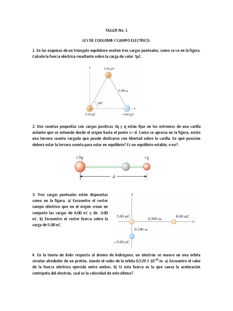 Taller Ley de Coulomb y Campo Eléctrico | PDF | Campo eléctrico | Fuerza
