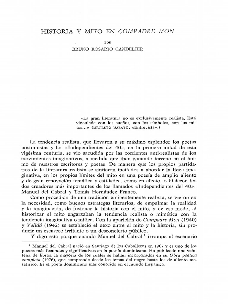 Historia y mito en Compadre Mon | PDF | Héroe | Realismo (Artes)