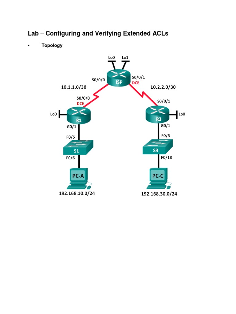 7.9.3.2.13 Lab - Configuring and Verifying Extended ACLs | PDF ...
