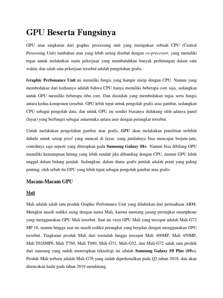 GPU Beserta Fungsinya: Graphic Perfomance Unit Ini Memiliki Fungsi Yang ...