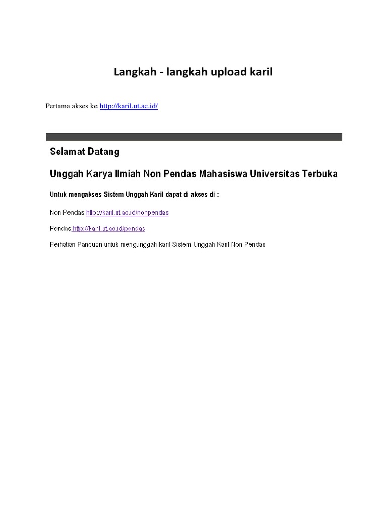 Panduan Unggah Karil Ut | PDF