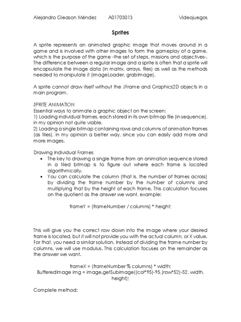 Sprites: Sprite Animation | PDF | Areas Of Computer Science | Software ...