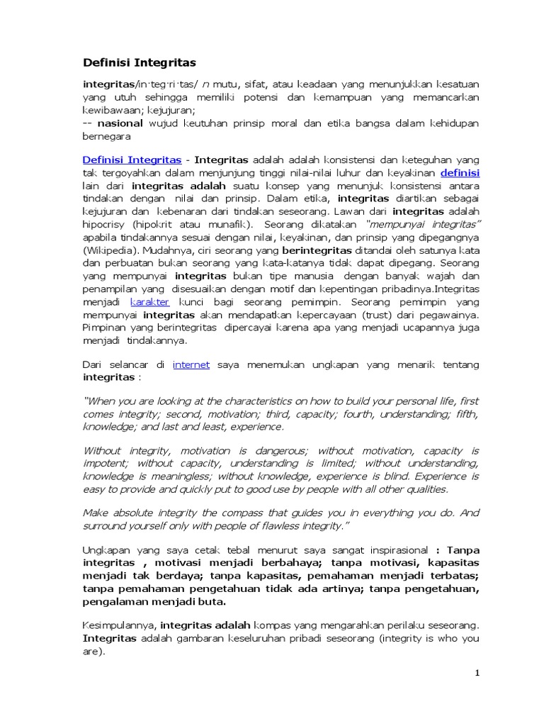 Definisi Integritas | PDF
