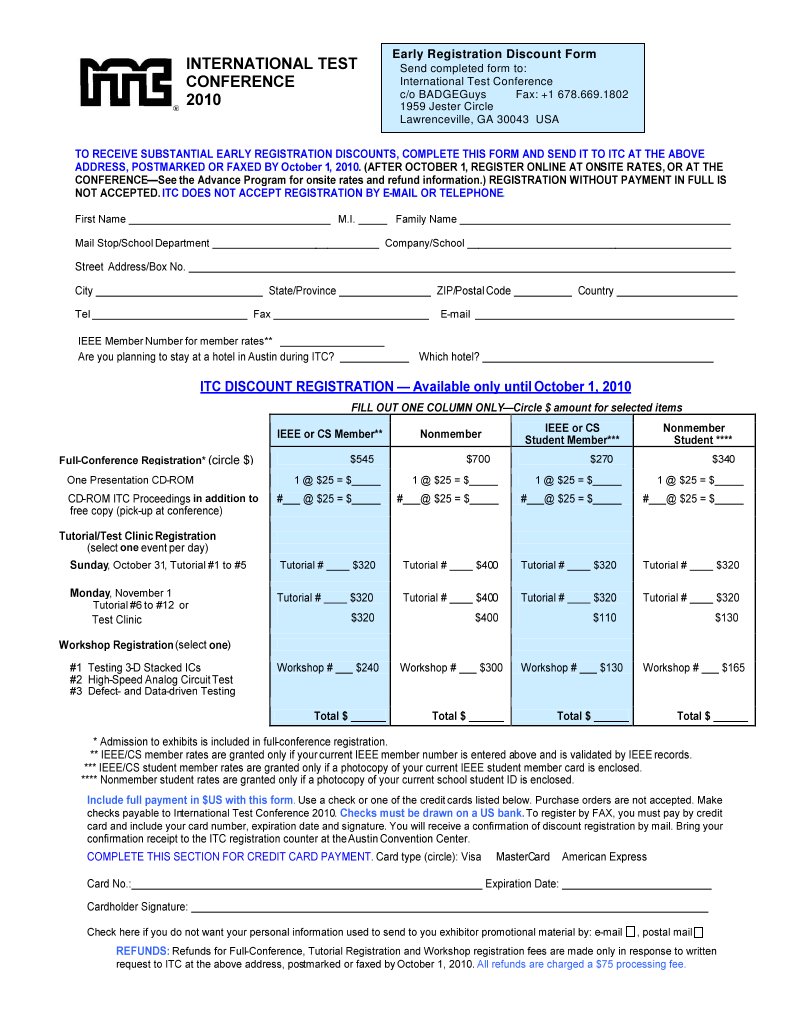 Early Registration Discount Form | PDF | Engineering | Reliability ...