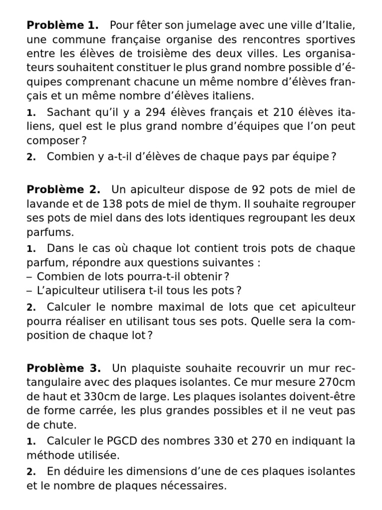 PGCD PDF | PDF | Enseignement des mathématiques