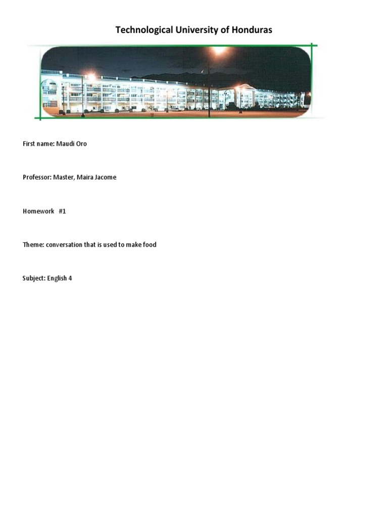 Technological University of Honduras: First Name: Maudi Oro | PDF