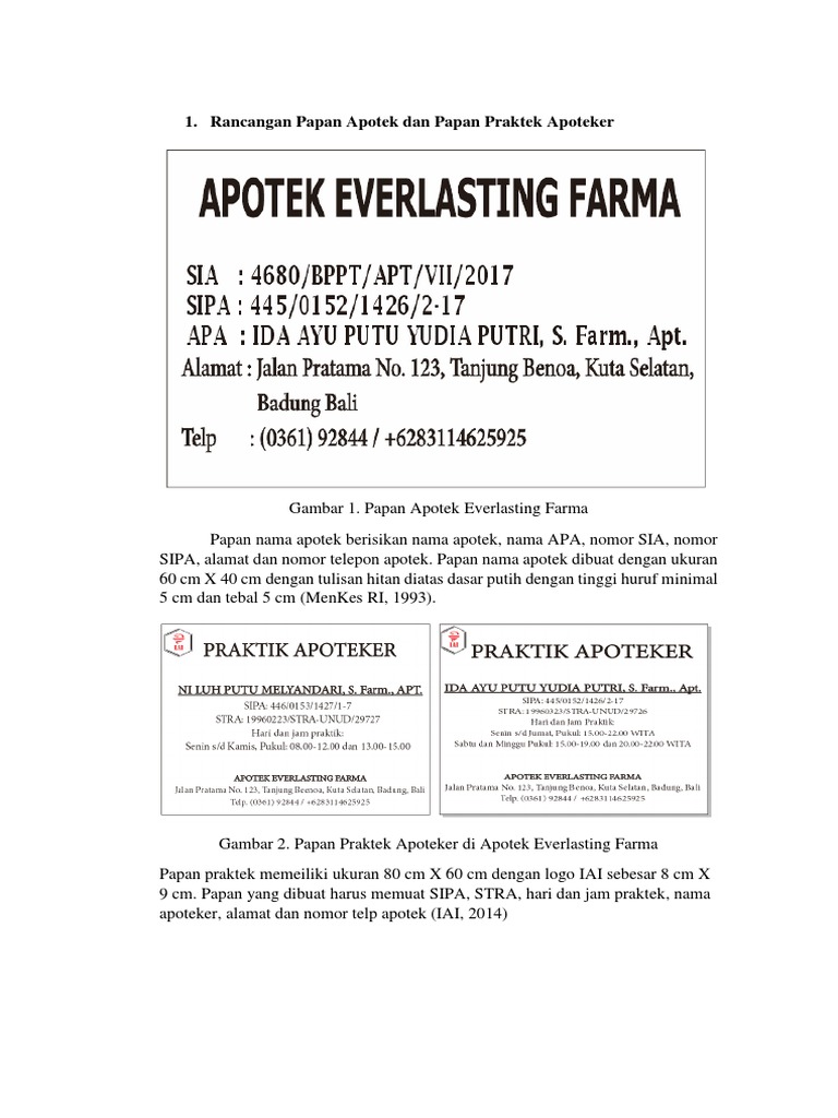 Rancangan Papan Apotek Dan Papan Praktek Apoteker-1 | PDF
