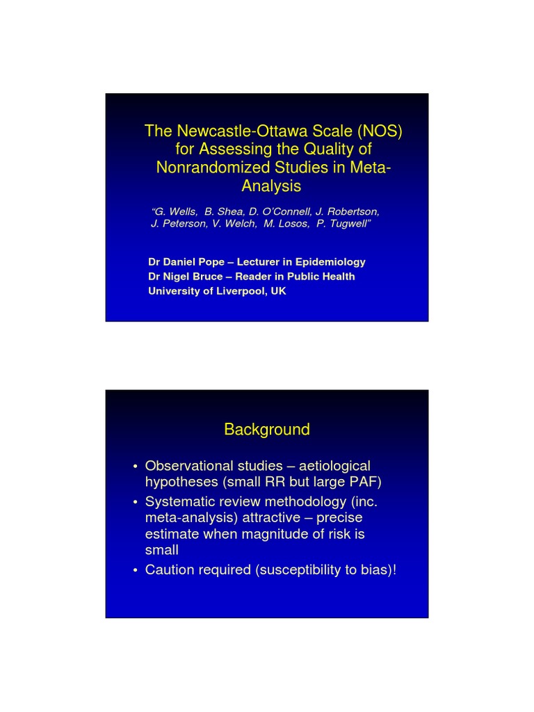 The Newcastle-Ottawa Scale (NOS) For Assessing The Quality of ...