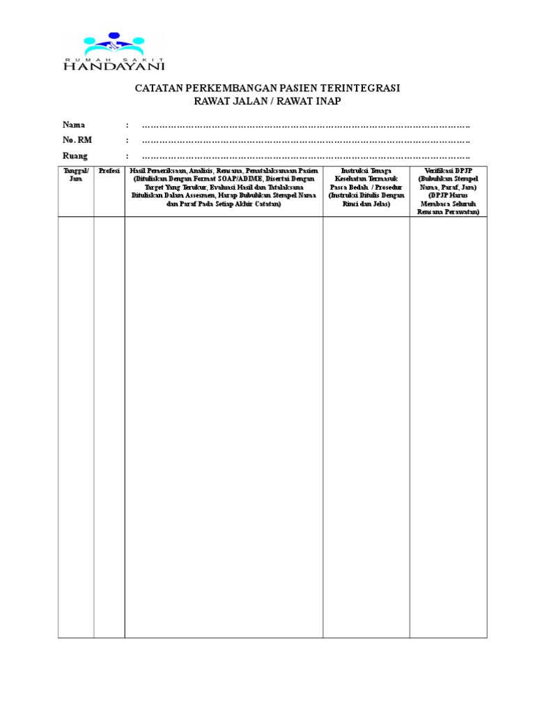 Catatan Perkembangan Pasien Rawat Inap | PDF | Komputer