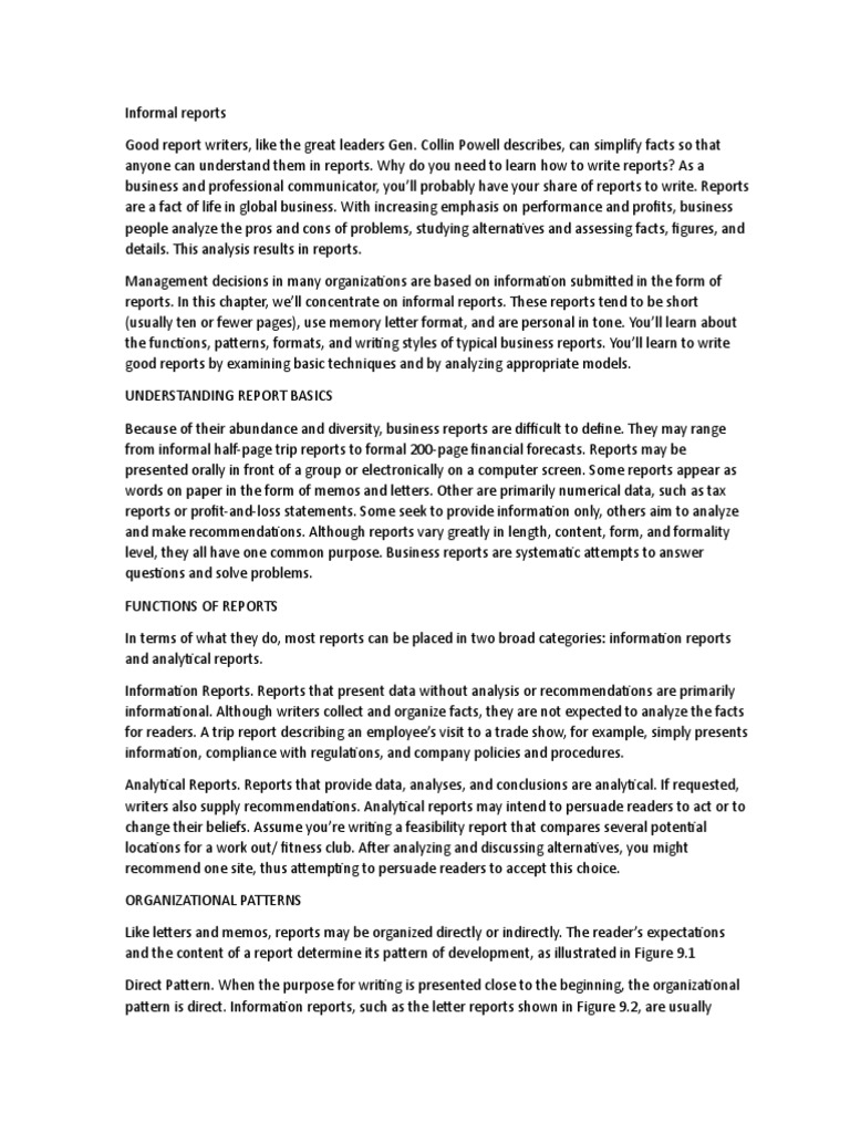 Informal Reports | Data | Persuasion