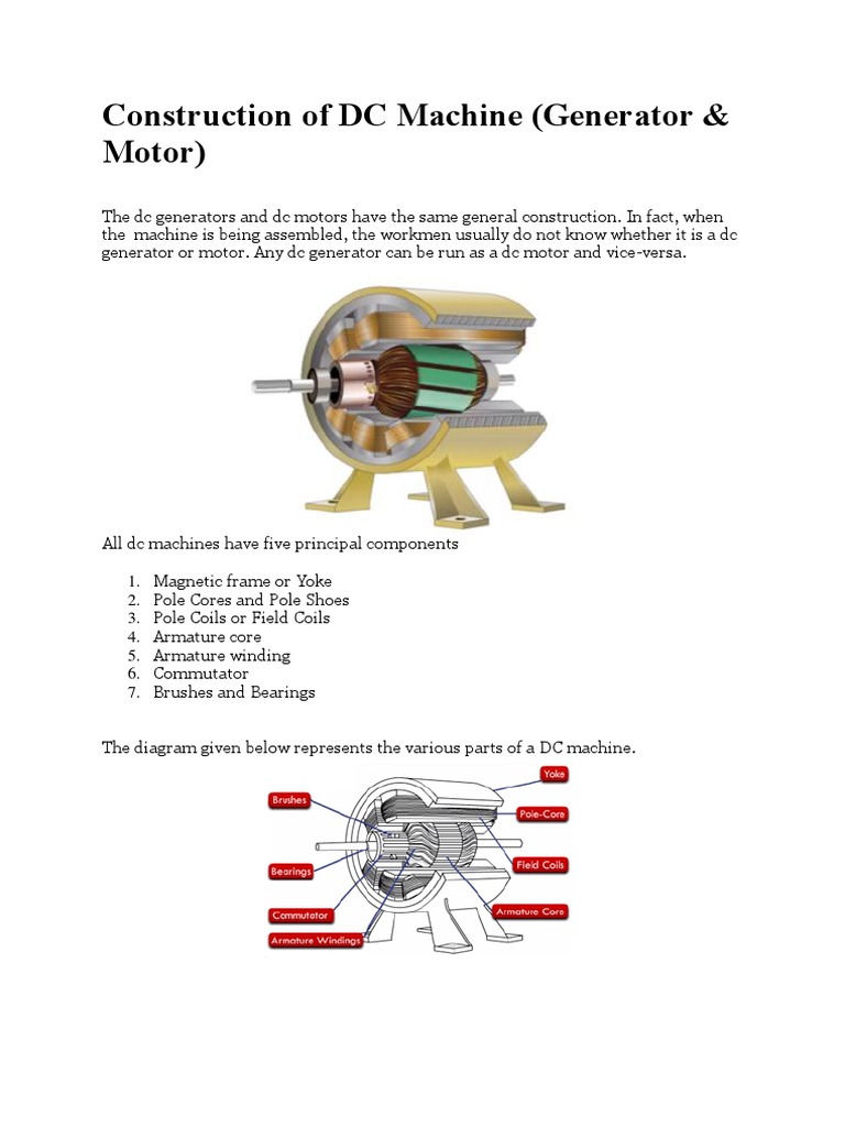 Construction of DC Machine | PDF | Inductor | Electric Generator