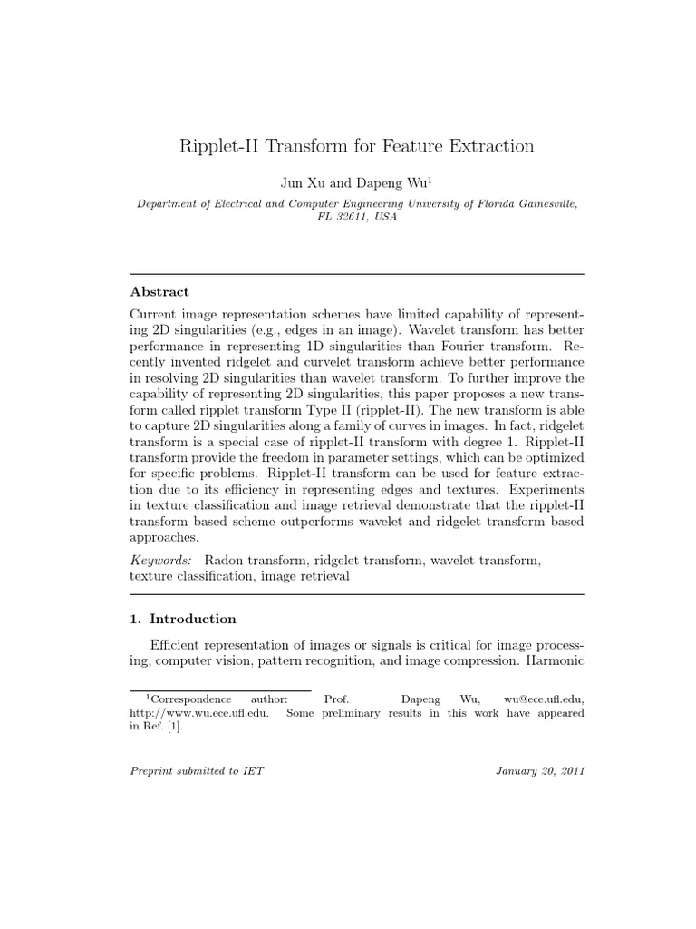 Ripplet Transform Paper | PDF | Wavelet | Coordinate System